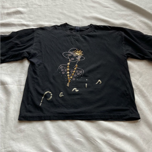 paris | Tops | Vintage Paris Metallic Rhinestone Boxy Top | Poshmark